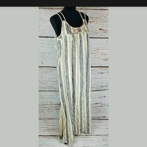 Roxy | Dresses | Roxy Maxi Dress Beach M Sundress Neutral Blue Beige ...